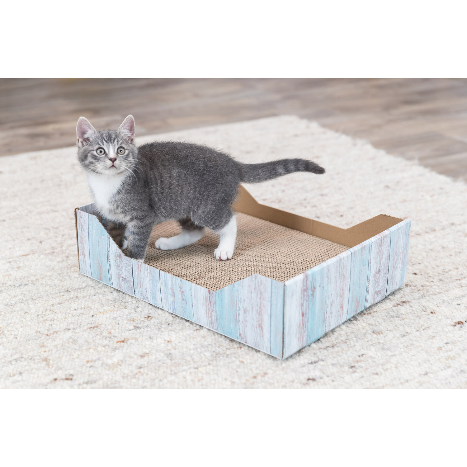Scratching bed, cardboard, catnip, 45 × 12 × 33 cm, turquoise - TRIXIE