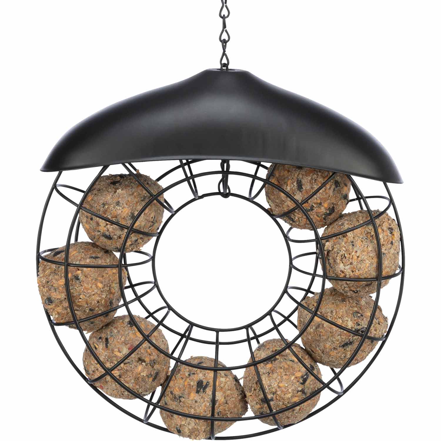 Fat ball feeder/roof, round, 8 fat balls, metal, ø 24 × 8 cm, black ...