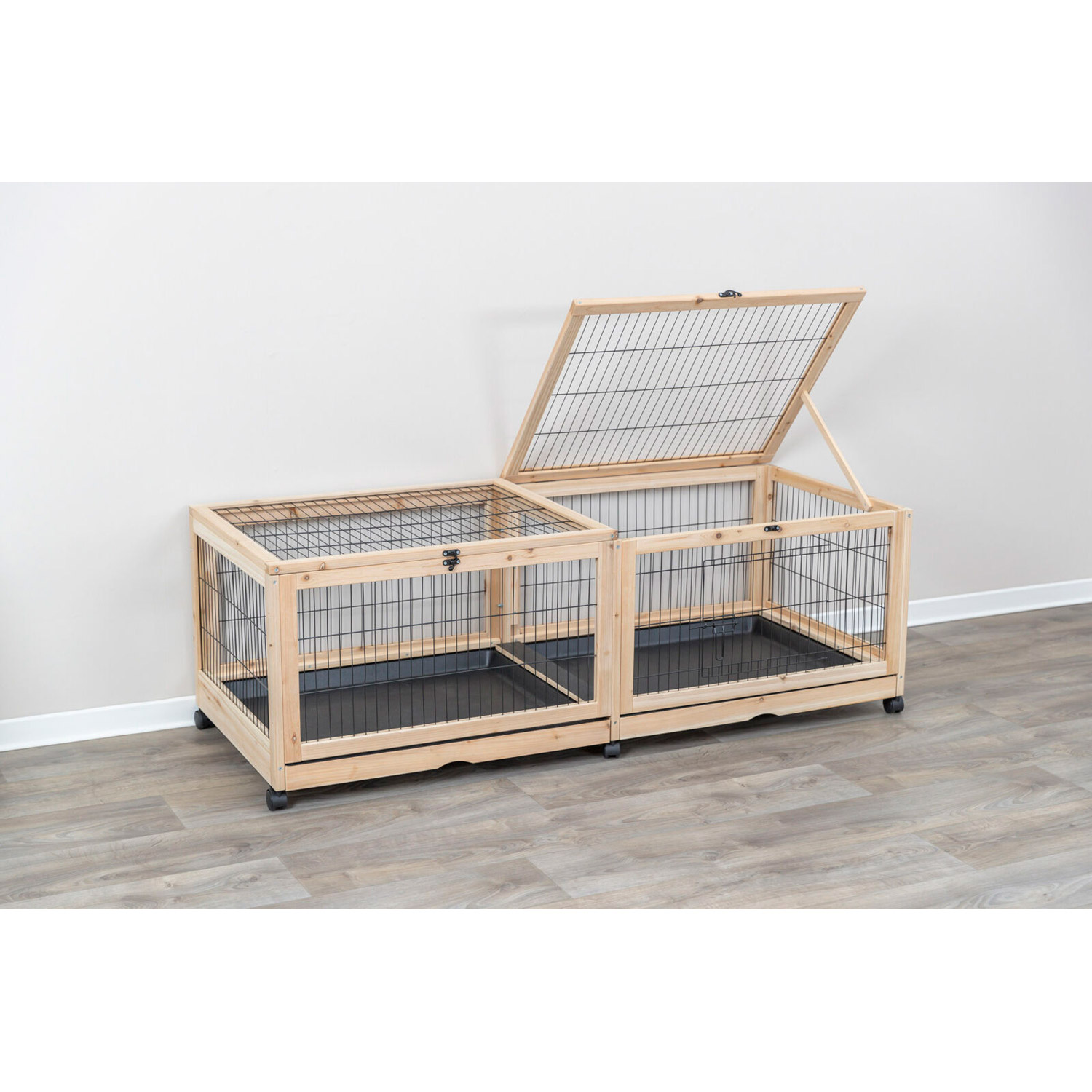 Indoor run, guinea pigs/rabbits, wood/metal, 150 × 50 × 60 cm - TRIXIE